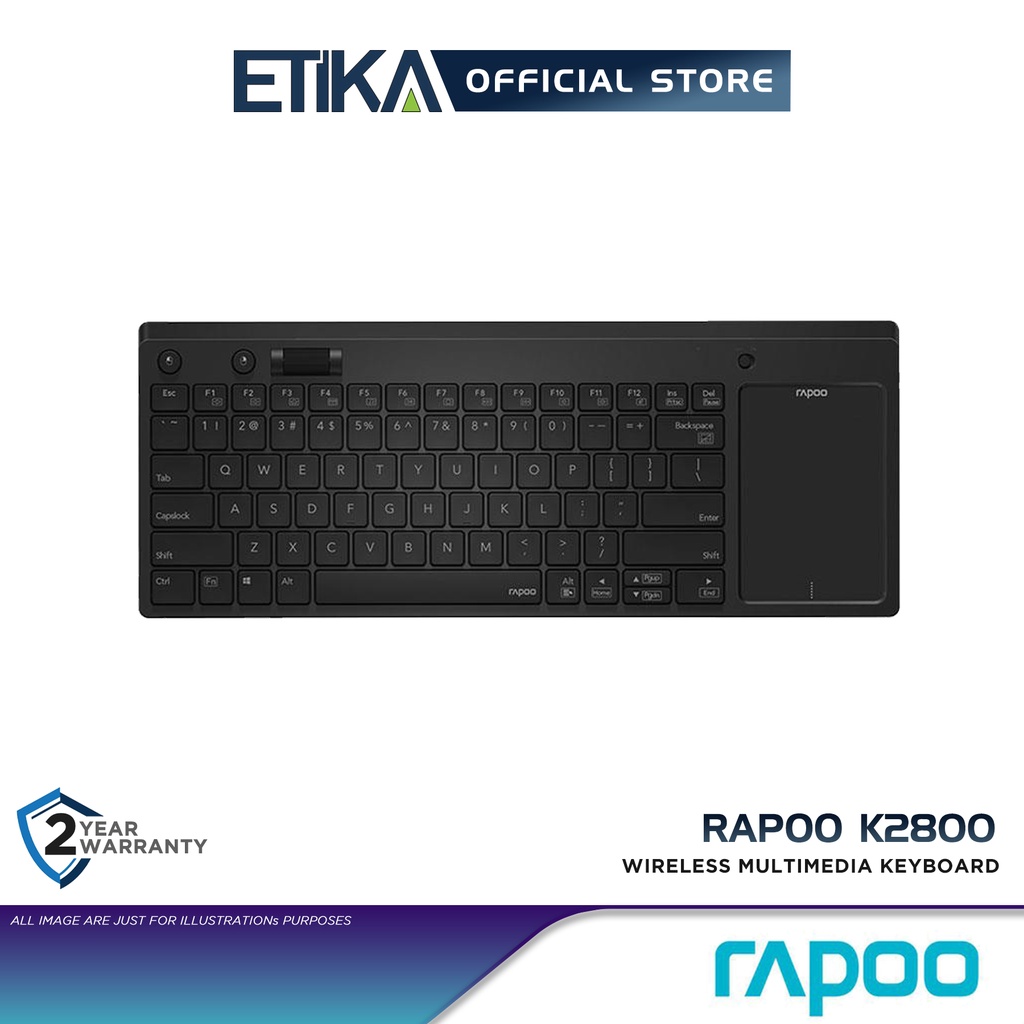 rapoo K2800 | Wireless Multimedia Keyboard with Integrated touchpad (Black) | Shopee Singapore