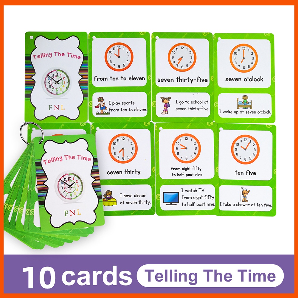 Telling The Time English Word Pocket Flash Card Learning Time ...