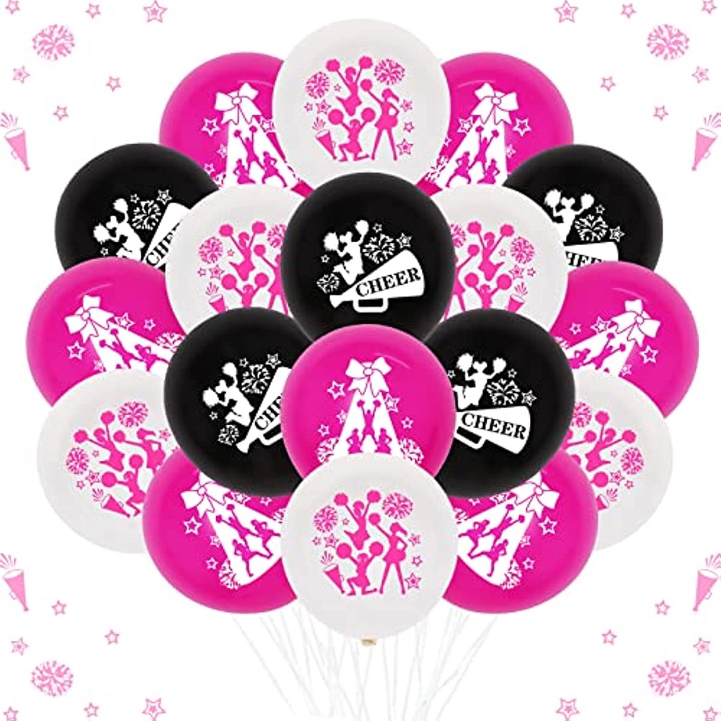JOLLYBOOM Cheerleading Party Balloons for Girls Rose Red Cheer Party ...