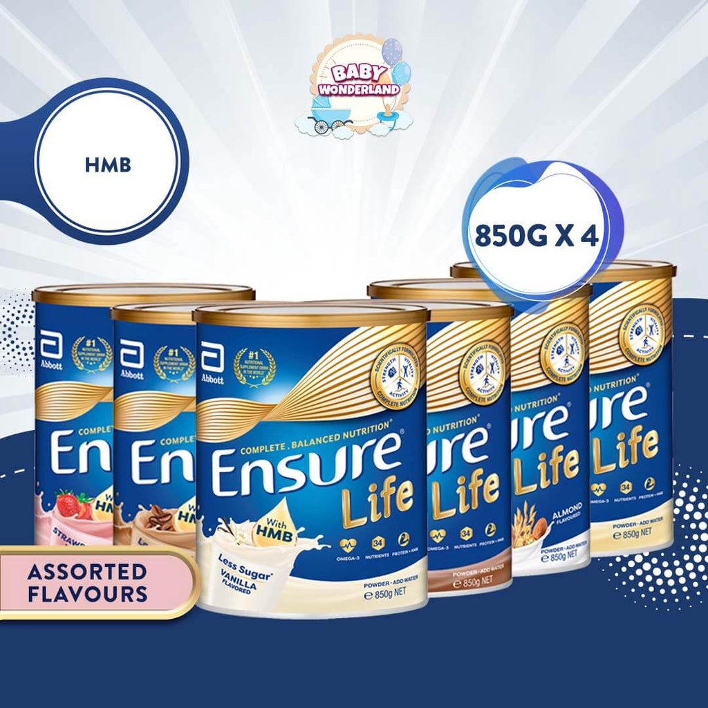 [Bundle of 4] Abbott Ensure Life HMB Adult Nutrition Powder 850g - Assorted Flavours | Shopee ...