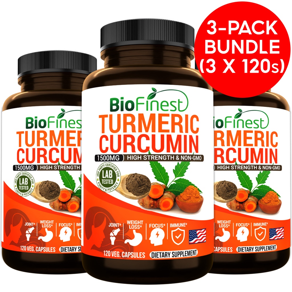 [Bundle of 3] Biofinest Turmeric Curcumin 1700mg 95% Curcuminoids -Fast ...