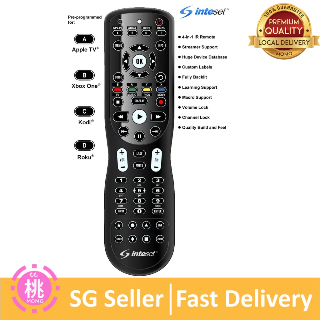 Inteset 4-in-1 Universal Backlit IR Learning Remote for Apple TV, Xbox ...