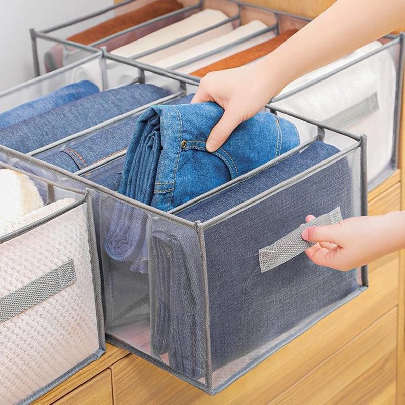 Featured Foldable Jeans Pant Drawer Storage Box Clothes Mesh Organizer ...