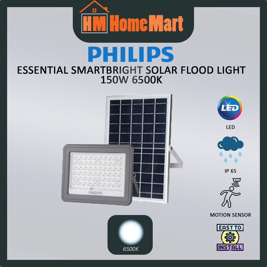 PHILIPS Smart Bright Outdoor Solar Flood Light 150W (6500K) (1 Year ...