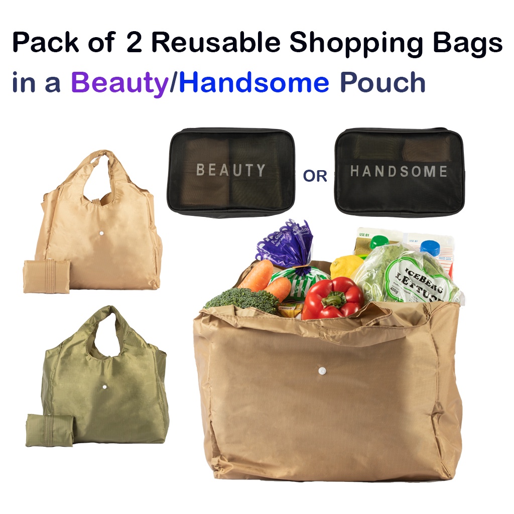 🇸🇬[SG Ready stock]🇸🇬 Pack of 2 Reusable Grocery Shopping Bags In a ...