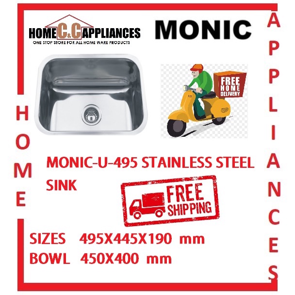 Monic U-495 Stainless Steel Under mount Single Bowl Kitchen Sink ...