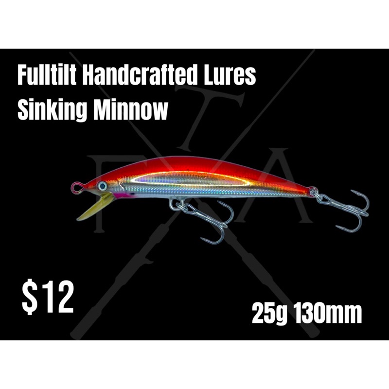 Fishing Lure Minnow 130mm 25g | Fulltilt Handcrafted Lures Sinking ...