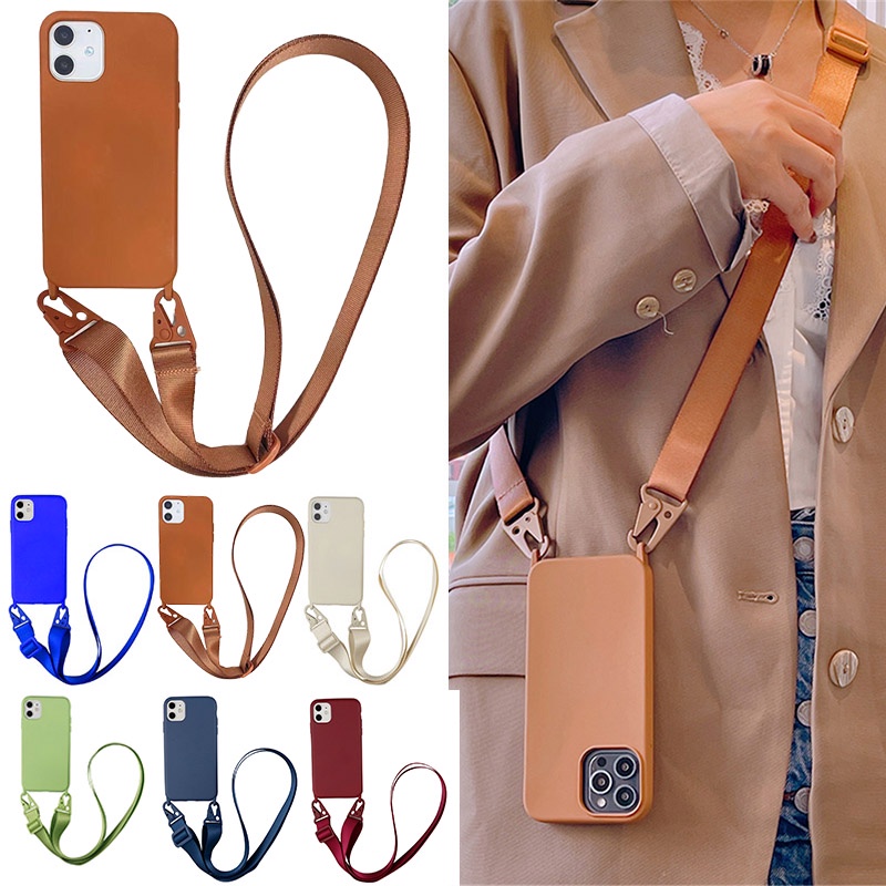 Case For iPhone 14 15 16 Pro Max 16 Plus Liquid Silicone Necklace Cell ...