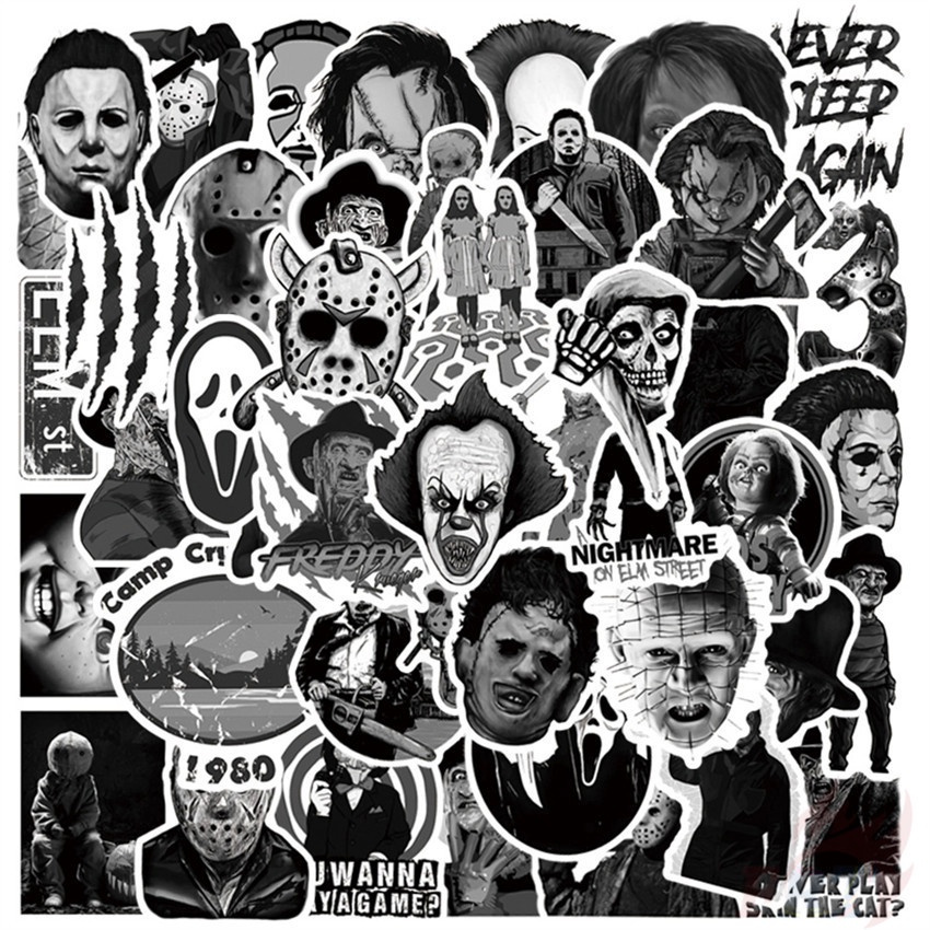 50Pcs/Set ☆ Classical Black & White . Mixed Horror Movie Series 01 ...