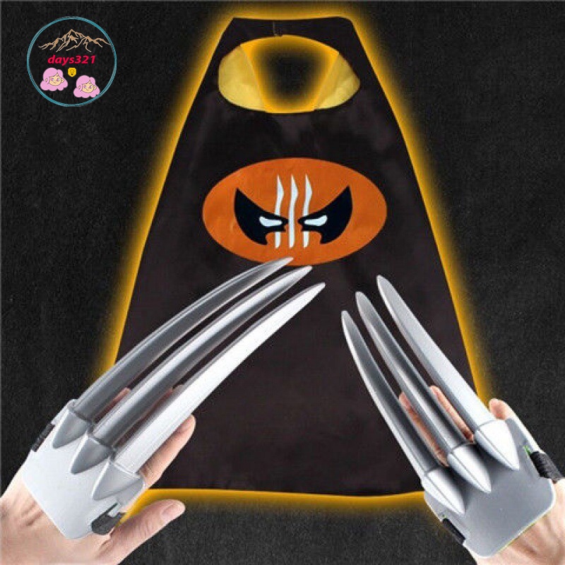 Wolverine Claw and Cloak Set with cosplay Glowing Mask for Boys Piece ...