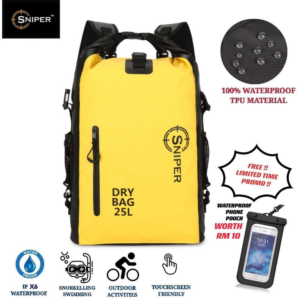 24) NEW! HIGH QUALITY LARGE 25L SNIPER WATERPROOF IP X6 BACKPACK DRY ...