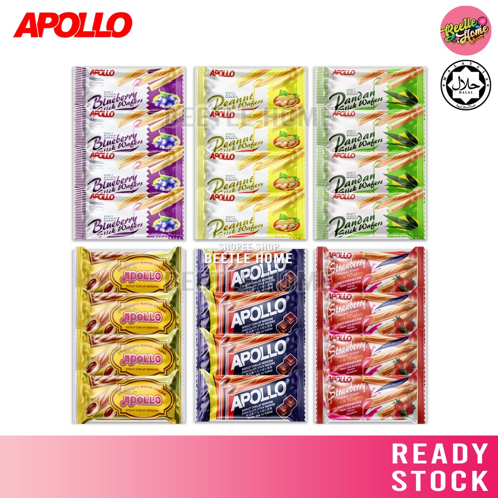 Apollo Stick Wafer 12 Pcs*11g Party Pack Coklat Biscult Snack | Shopee ...