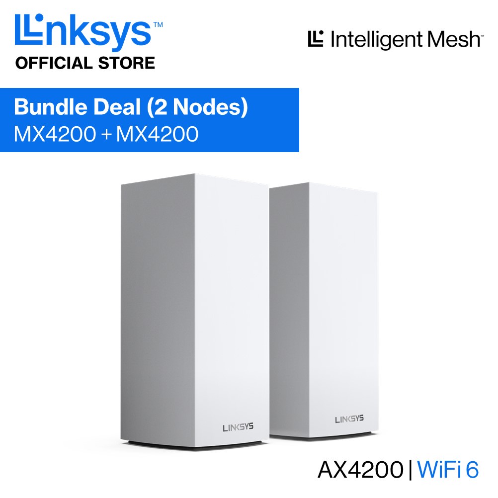 [Bundle Deal - 2 Nodes] Linksys Velop AX4200 Tri-Band WiFi 6 Mesh ...