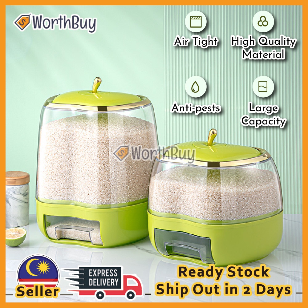 Worthbuy 5KG/10KG Airtight Rice Dispenser Transparent Rice Box Rice ...