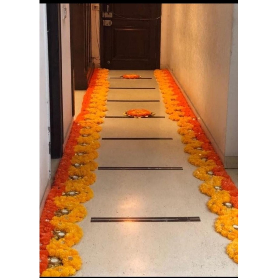Artificial Marigold Rangoli Mat |Candle Holder | Diwali Decor(Set 11 ...