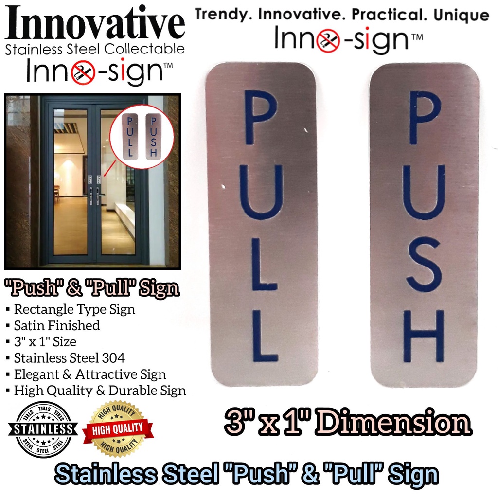 100% Stainless Steel SS304 3Inch x1 Inch Push And Pull Vertical Signage ...