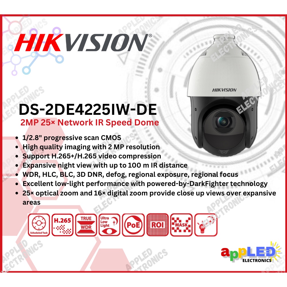 Hikvision DS-2DE4225IW-DE 4-inch 2 MP 25X Powered by DarkFighter IR Network PTZ Camera | Shopee ...