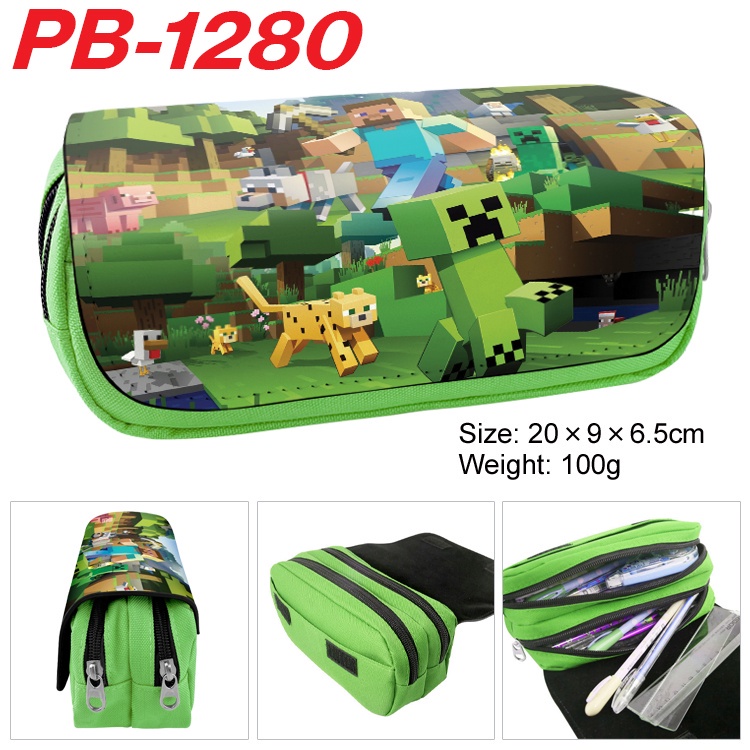 Minecraft Game 3D Double Pencil Case Simple Cute Cartoon Canvas Student ...