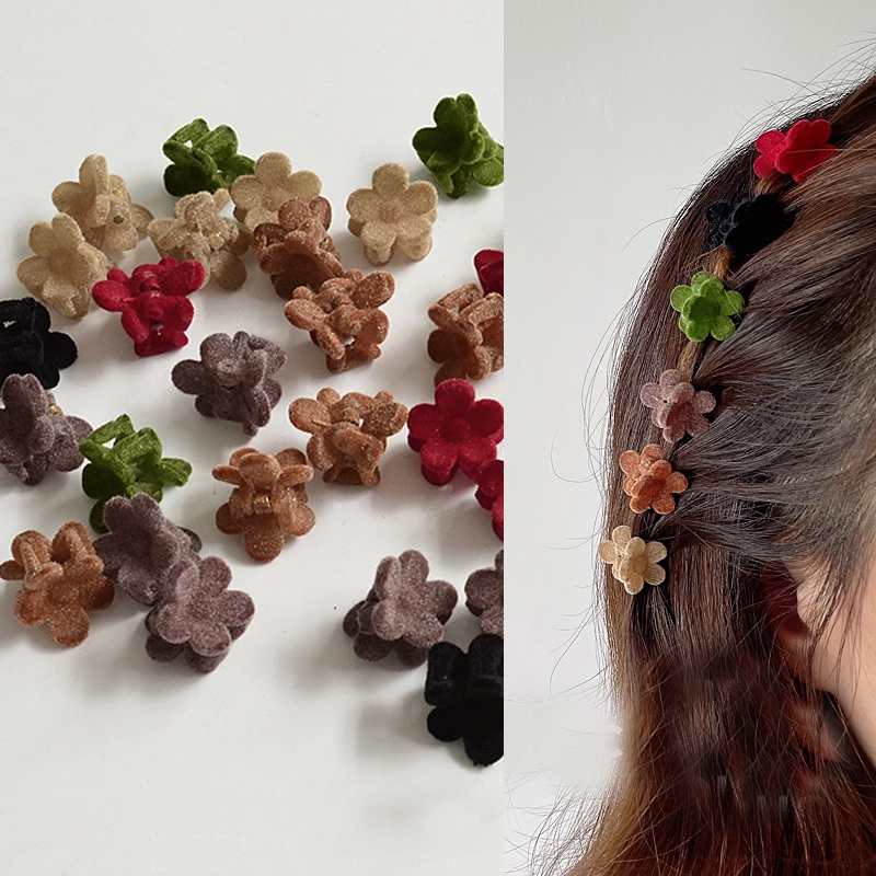 6Pcs Exquisite Mini Plush Flower Clips Winter Hair Clip Bangs Clips ...