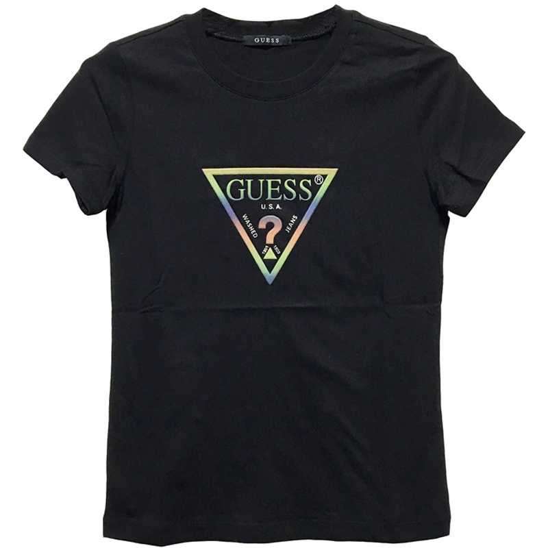[Spot] GUESS American men's T-shirt offset text LOGO short sleeve ...