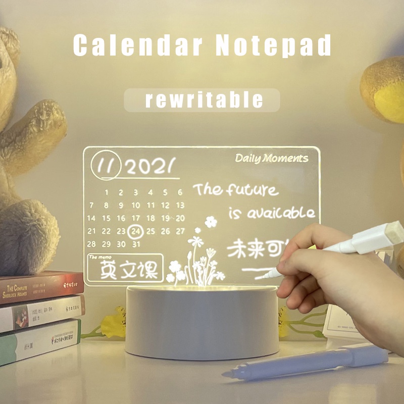 Creative Calendar Notepad Light USB LED Night Lamp Message Board ...