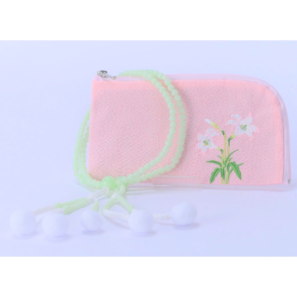 SGI Soka Gakkai Gongyo set Green prayer beads＆Pink Color With white ...