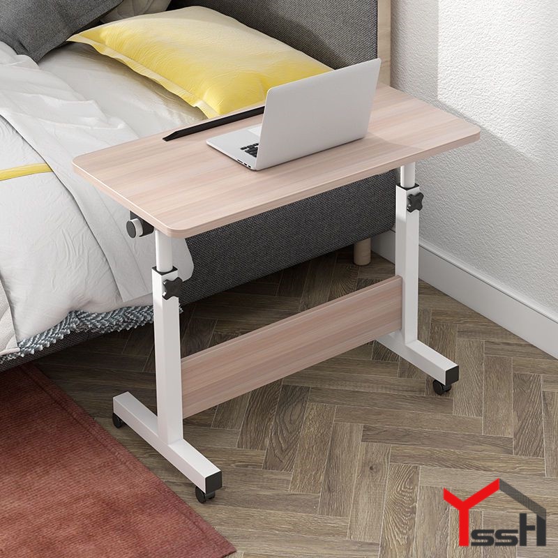 YSSH Folding Side Table Mobile Laptop Table Adjustable Computer Study Desk With Wheels Foldable ...
