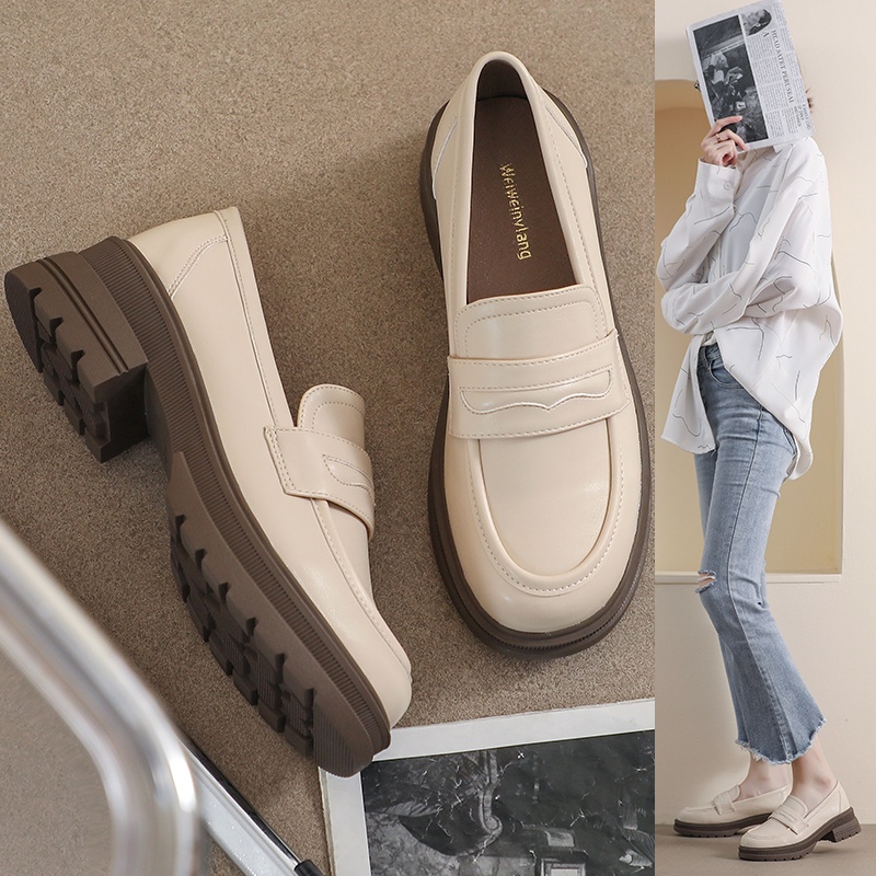 Thick Soled Lefu Shoes Women's New Vintage Small Leather Shoes British ...