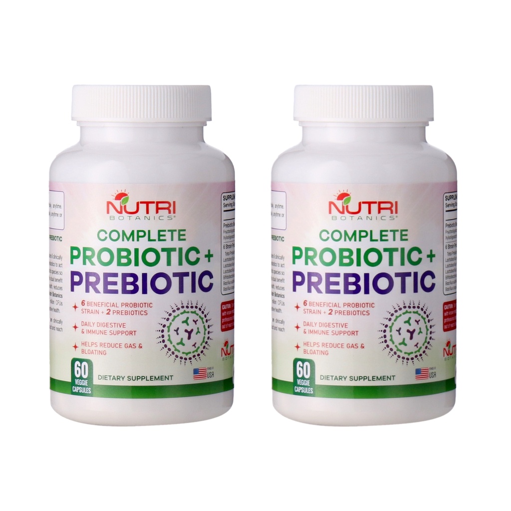 Nutri Botanics Prebiotic Probiotic Supplement 6 Strain Probiotics Digestive Gut Health 60