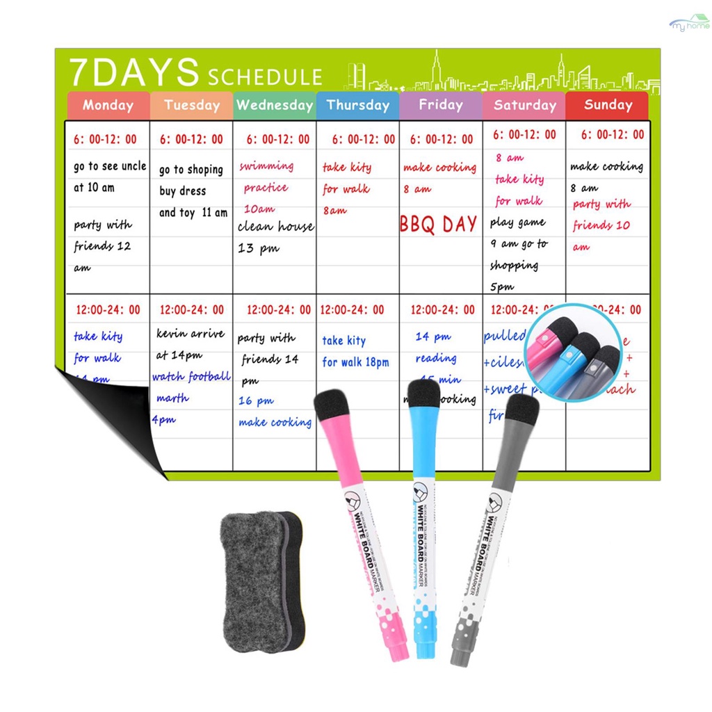 Magnetic Dry Erase Calendar Whiteboard Fridge Magnet Flexible Daily ...