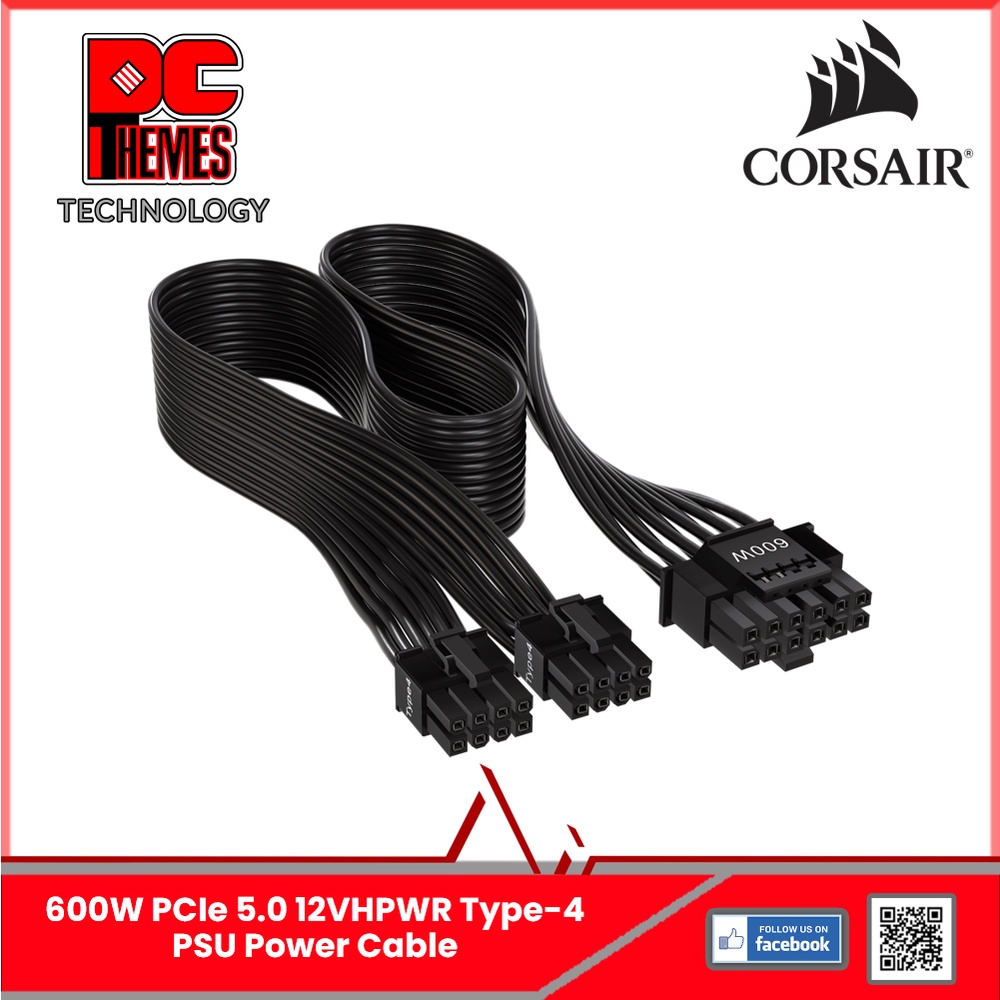 Corsair 600W PCIe 5.0 12VHPWR Type-4 PSU Power Cable | Shopee Singapore