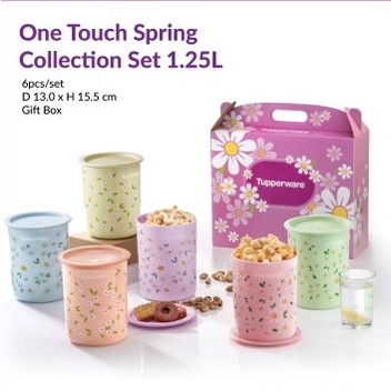 Tupperware Spring Set OR Royale OR Camellia OR Mosaic Pink One Touch Canister Junior 1.25L Set ...
