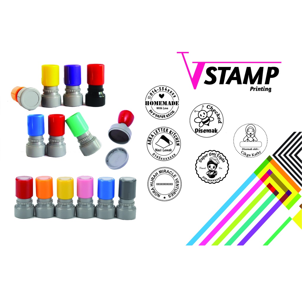 Pre-inked Stamp / Flash Stamp Round 23mm 30mm/ cop nama /Company Cop ...