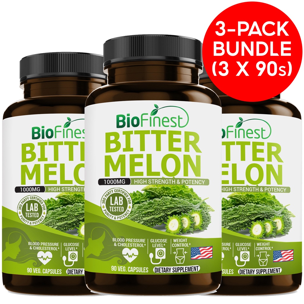 [Bundle of 3] Biofinest Bitter Melon Gourd Extract Supplement 1000mg ...
