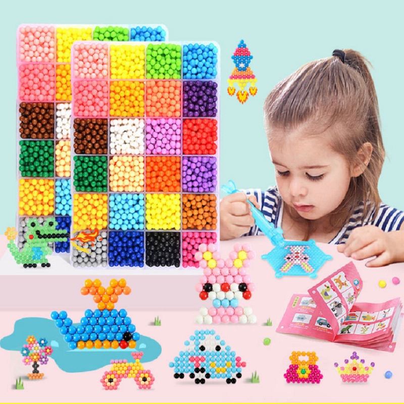 1000 Pcs/box Puzzle DIY Water Magic Sticky Beads Handmade Toy Set ...