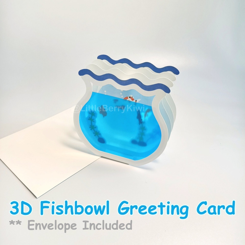 🐟 3D Pop Up Fish bowl Greeting Card Happy Birthday Card fish aquarium ...