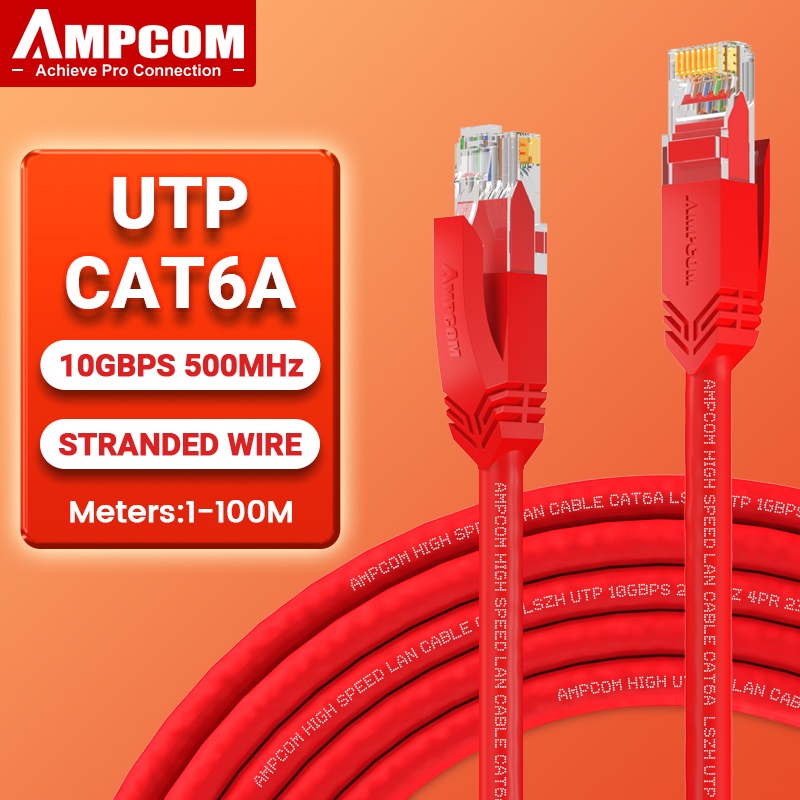 AMPCOM CAT6A Ethernet Cable 10Gbps RJ45 LAN Network Cable, 0.5-5M High ...