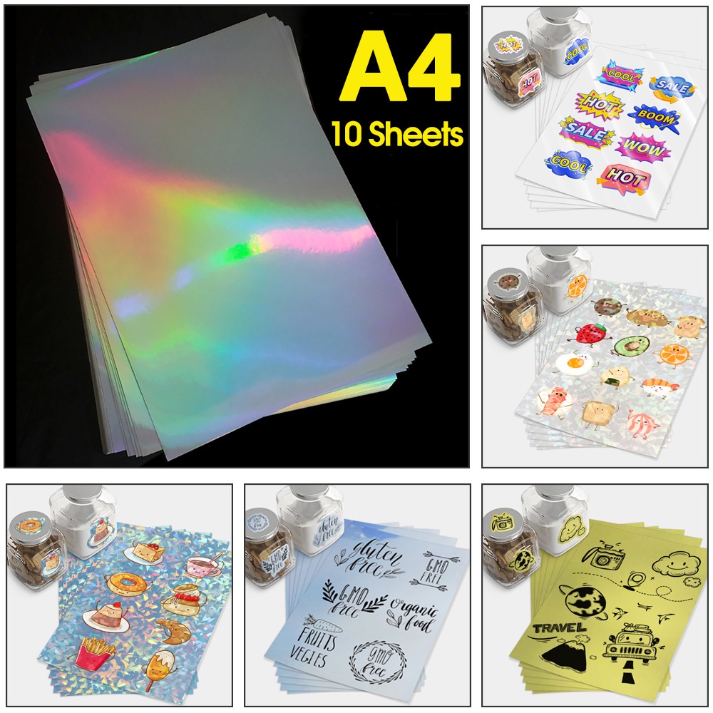 PVC Vinyl Sticker Paper Sheet A4 Size-10 Sheets, InkJet Printable ...