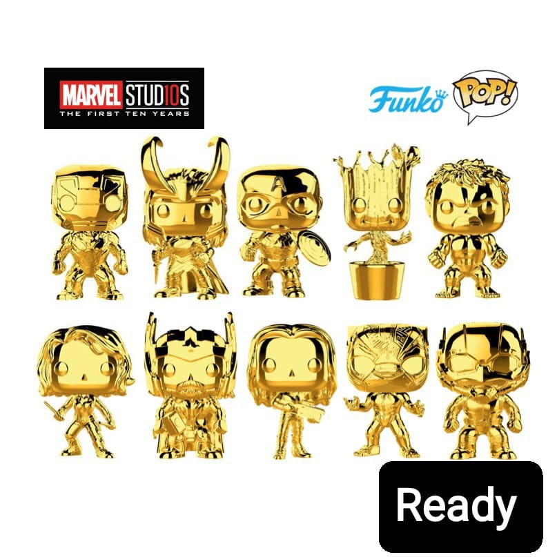 Funko POP! Marvel Studios - Gold Chrome - Marvel Anniversary Iron Man ...