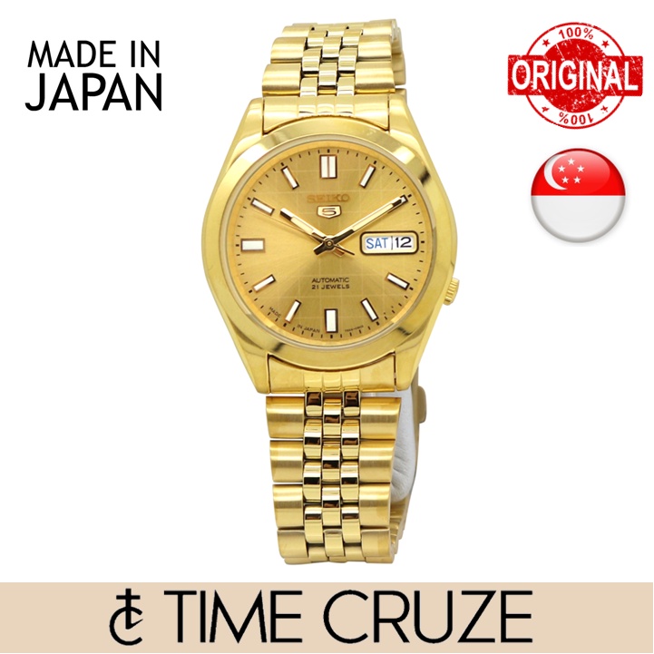 [Time Cruze] Seiko 5 Automatic SNKF90J Japan Made Gold Tone Grid Dial ...