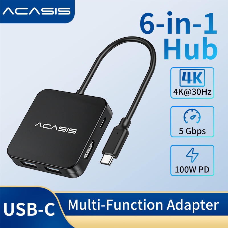 ACASIS 6-IN-1 USB Type-c To HDMI HUB With PD100W Fast Charging USB 3.0 5Gbps Docking Station ...