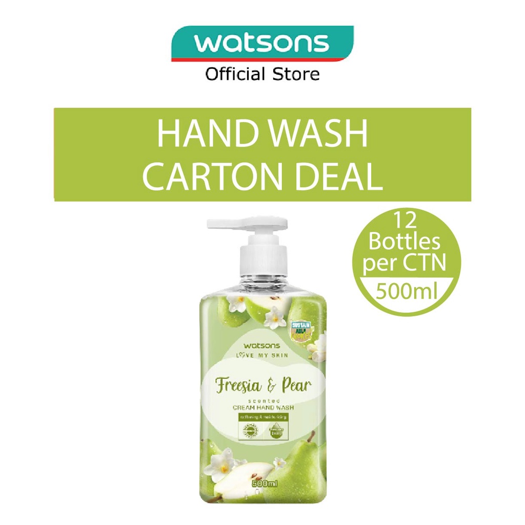 WATSONS Freesia & Pear Scented Cream Hand Wash 500ml X 12 Bottles Per ...