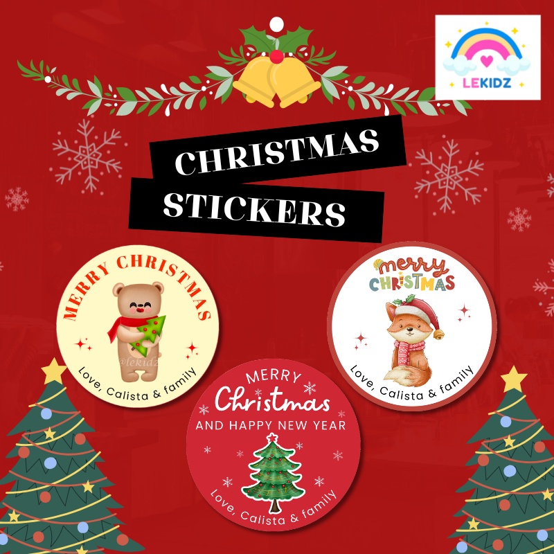 Christmas Personalised Sticker Labels Party Favor Label Goodie Bag ...