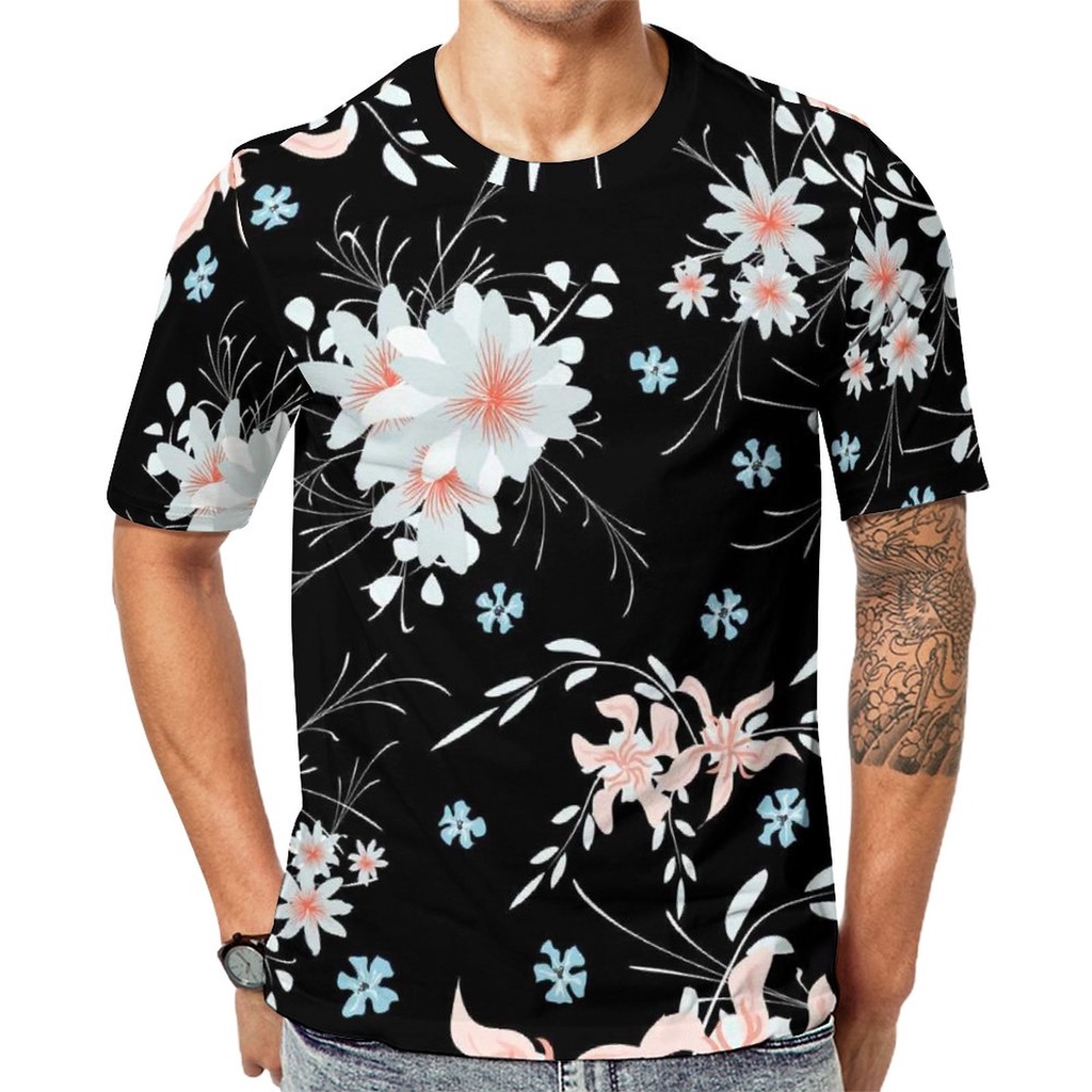 Floral Print T-Shirt Flowers Design Art Vintage T-Shirts Man Funny ...