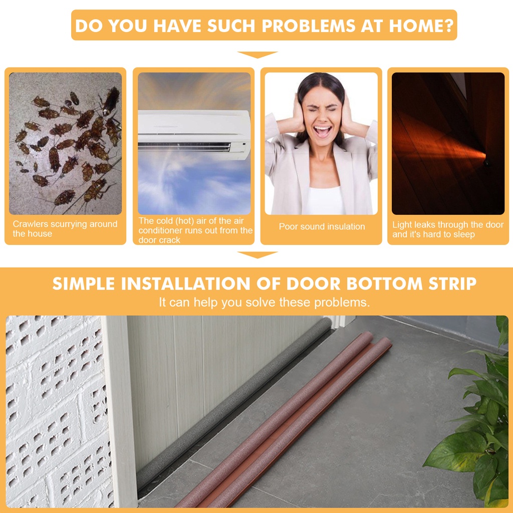 Door Bottom Gap Seal Strip Blocks Out Insects Dust And Noise Reduction ...