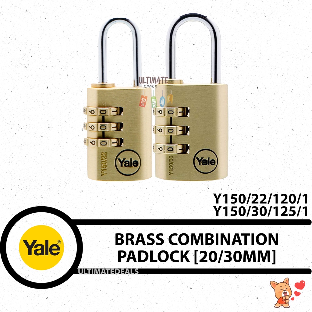 YALE Y150 Series - Standard Security Brass Combination Padlock- 22mm ...