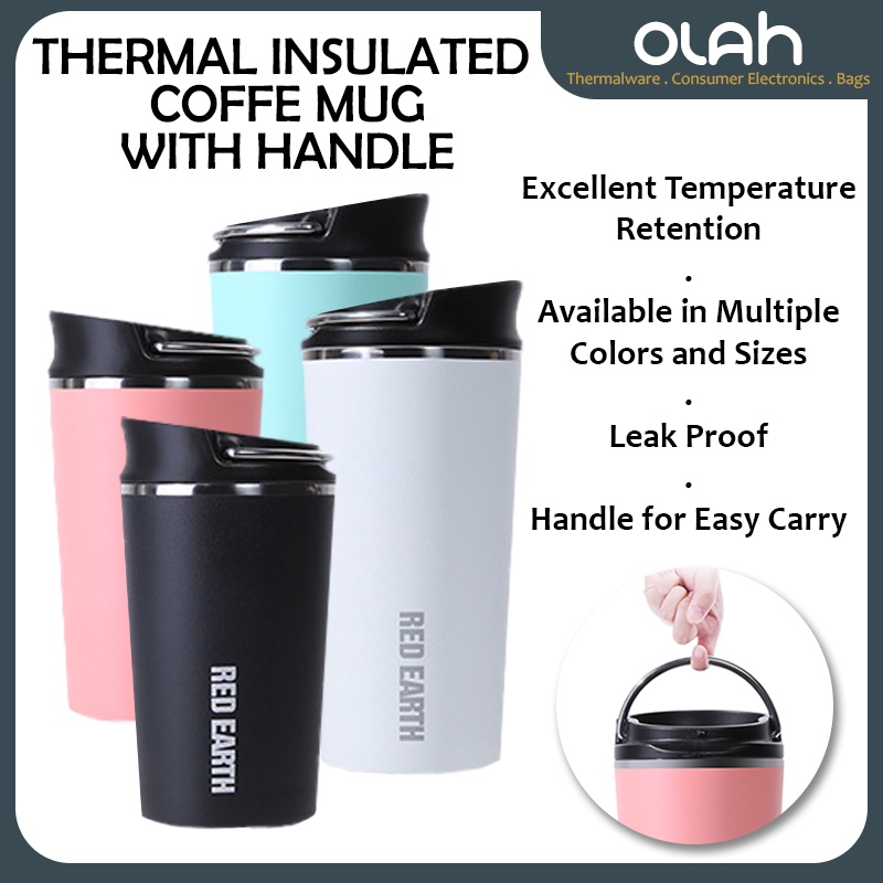 【Red Earth】 Thermal Coffee Mug with Handle / Coffee Cup / Thermal Flask / Insulated - 380ml ...