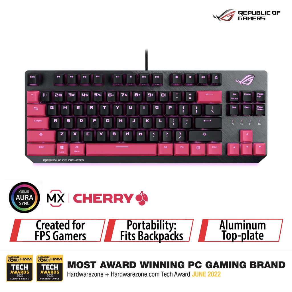 ASUS ROG Strix Scope TKL Electro Punk wired mechanical RGB gaming ...