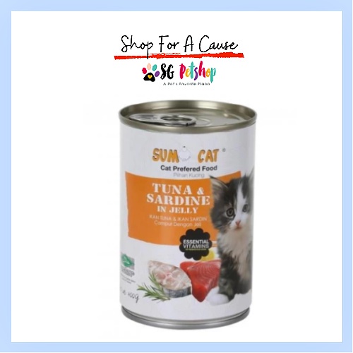Sumo Cat Tuna and Sardine in Jelly Cat Canned Food 400g Carton (24 Cans ...