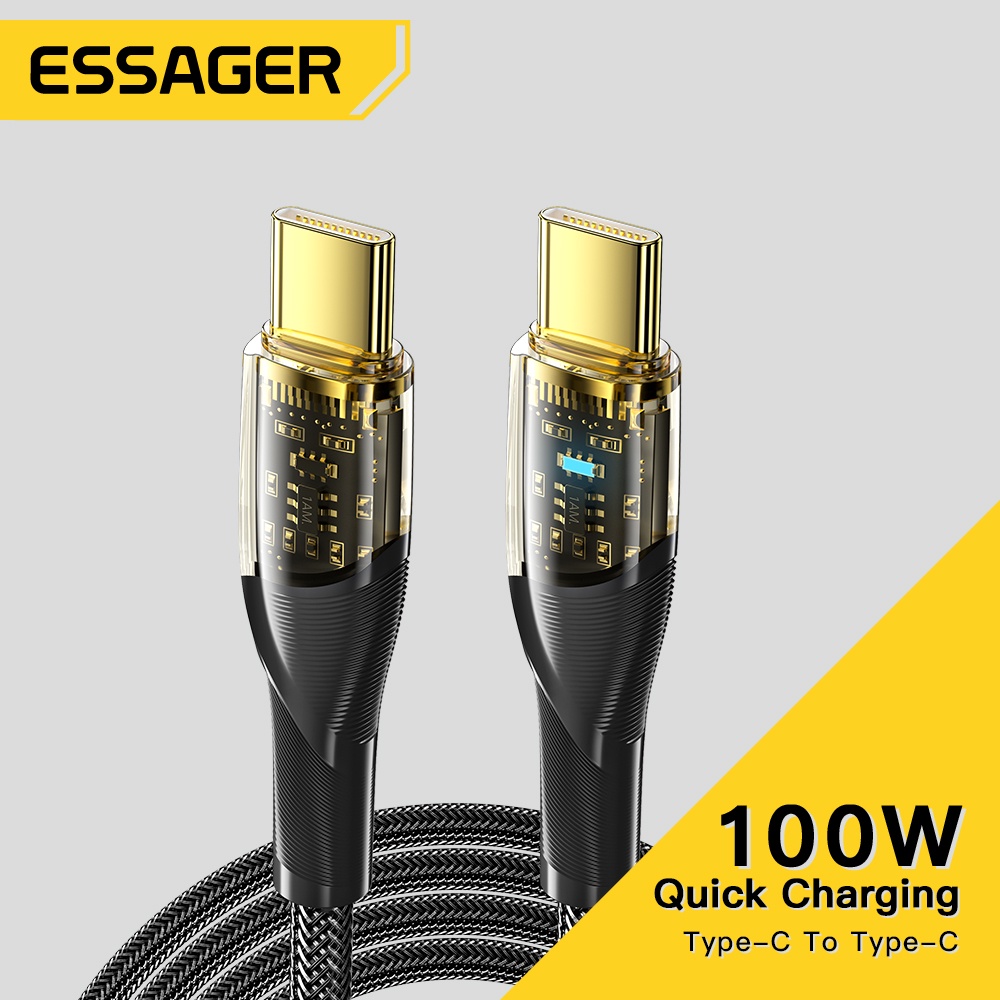 Essager PD 100w Type C to Type C cable with LED light 5A Usb C cable ...